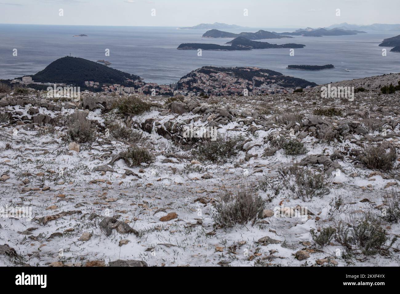 01.04.2020., Croatia, Srdj, Dubrovnik - Extremely cold morning in ...
