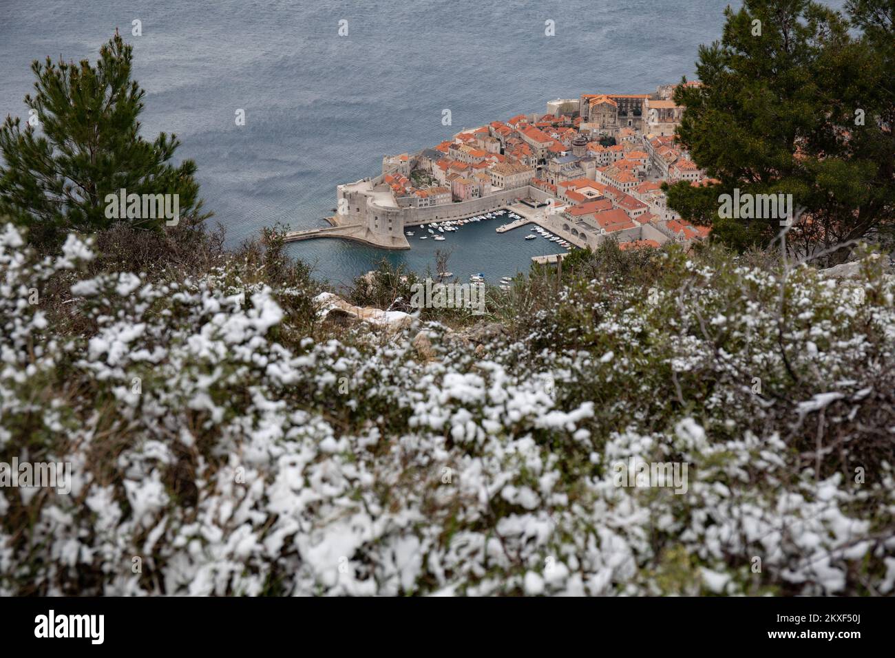 01.04.2020., Croatia, Srdj, Dubrovnik - Extremely cold morning in ...