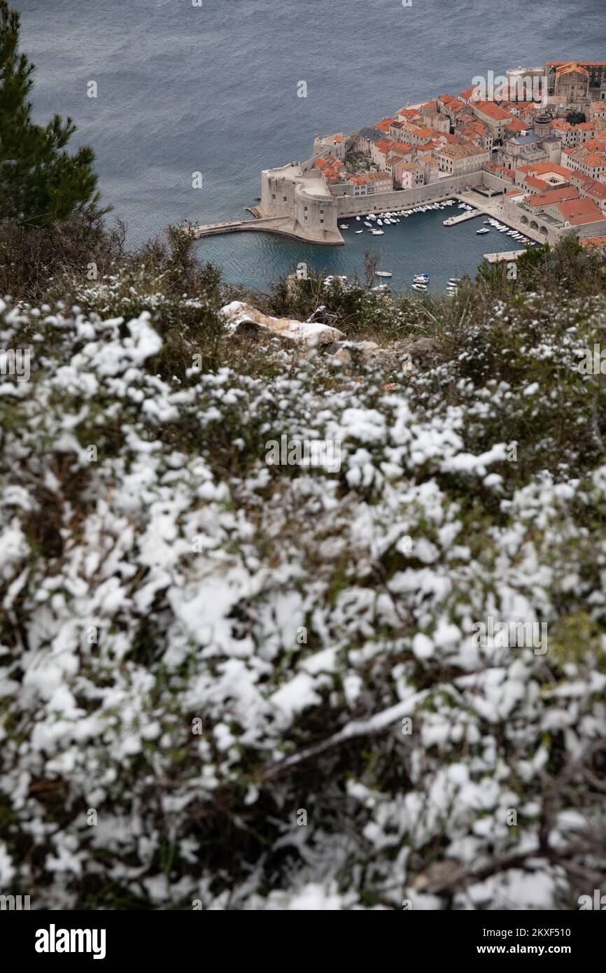 01.04.2020., Croatia, Srdj, Dubrovnik - Extremely cold morning in ...