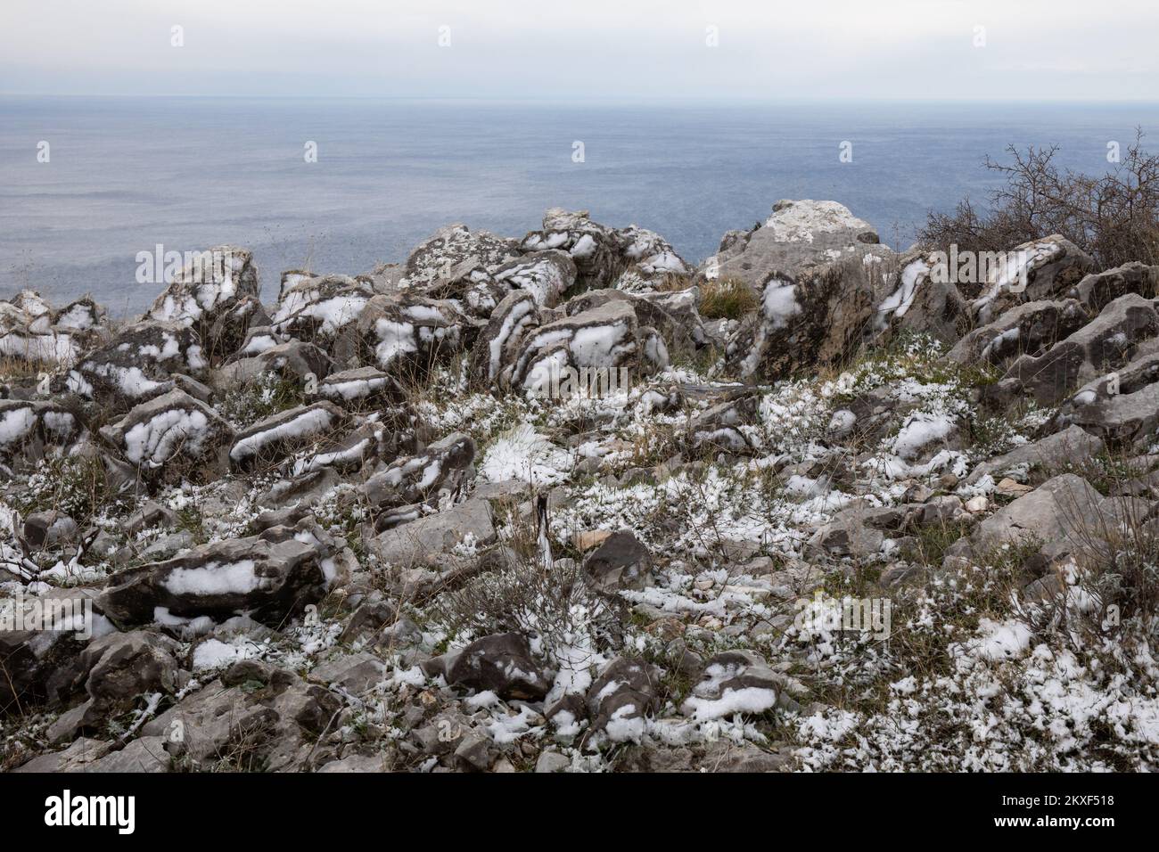 01.04.2020., Croatia, Srdj, Dubrovnik - Extremely cold morning in ...