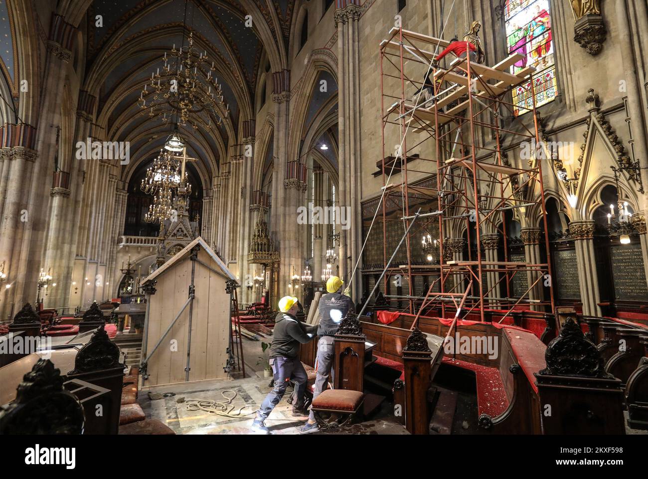 01.04.2020., Zagreb, Croatia - Cleaning of Zagreb cathedral interior ...
