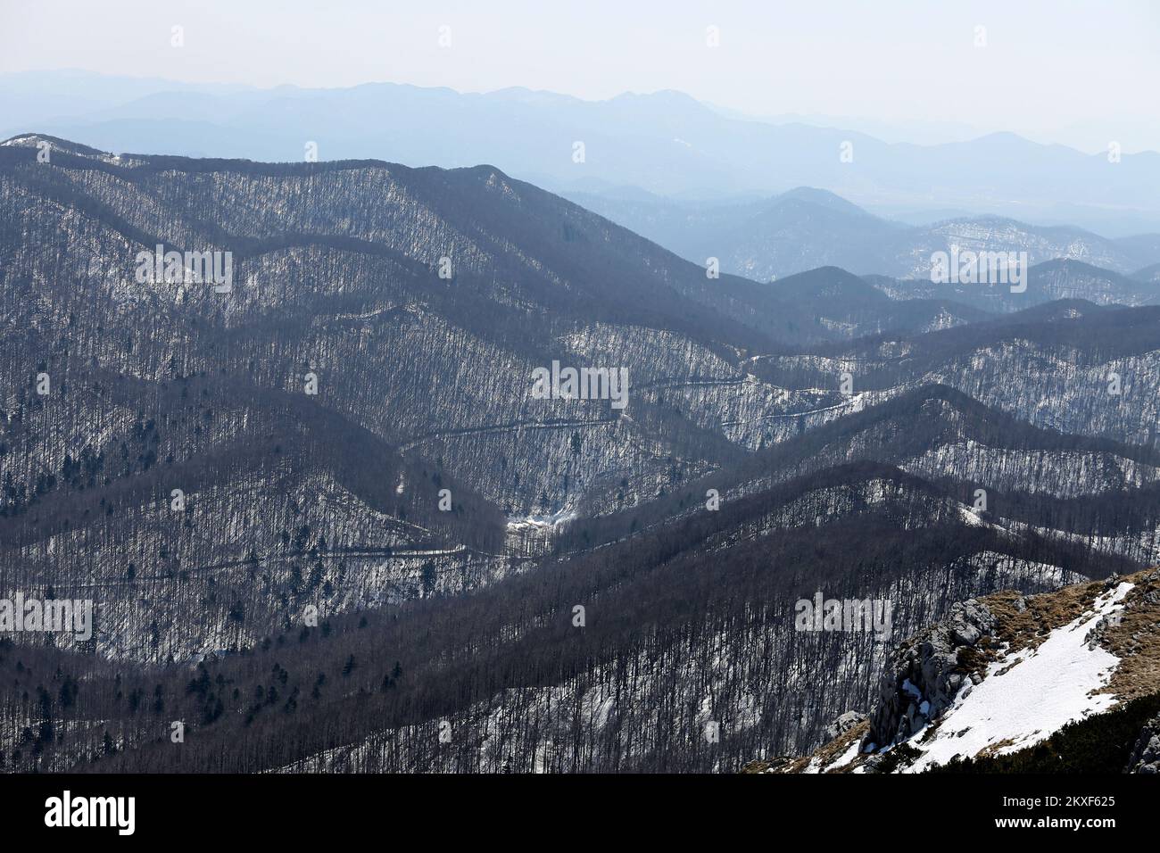03.04.2020., Rijeka, Croatia - Snjeznik Mountain in Risnjak National ...