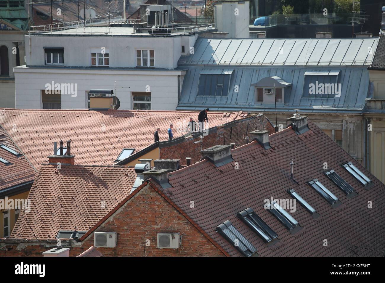 04.04.2020., Zagreb, Croatia - Rooftops and buildings damaged in ...