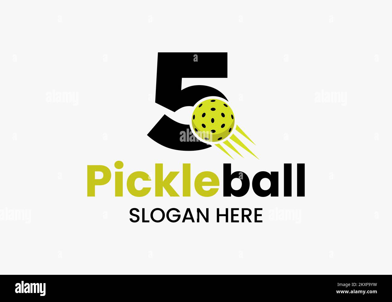 Letter 5 Pickleball Logo Concept With Moving Pickleball Symbol. Pickle ...