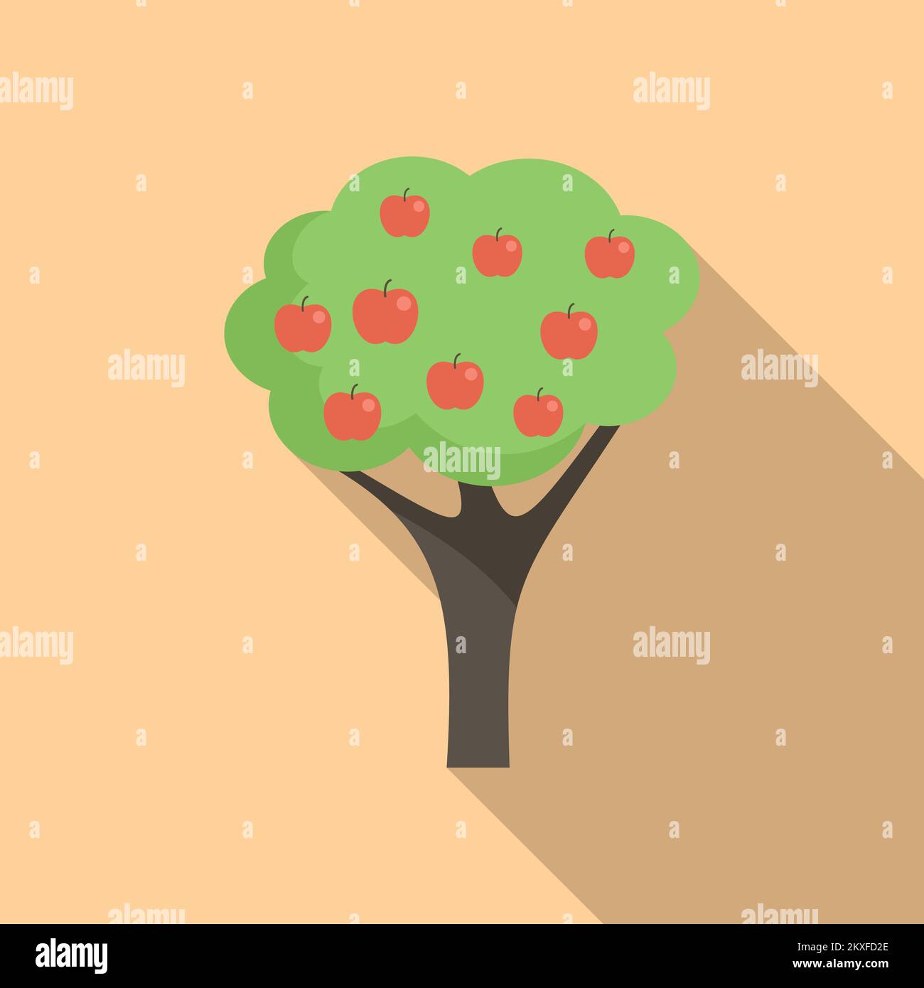 Harvest fruit tree icon flat vector. Garden plant. Farm plum Stock ...