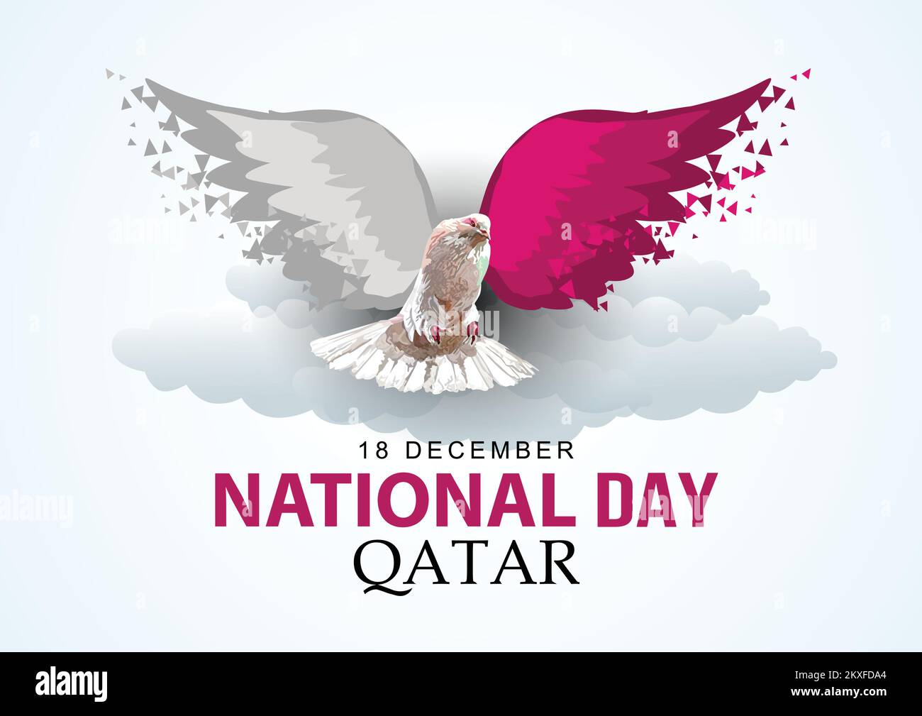 happy national day Qatar pigeon flying with Qatar flag wings. abstract ...