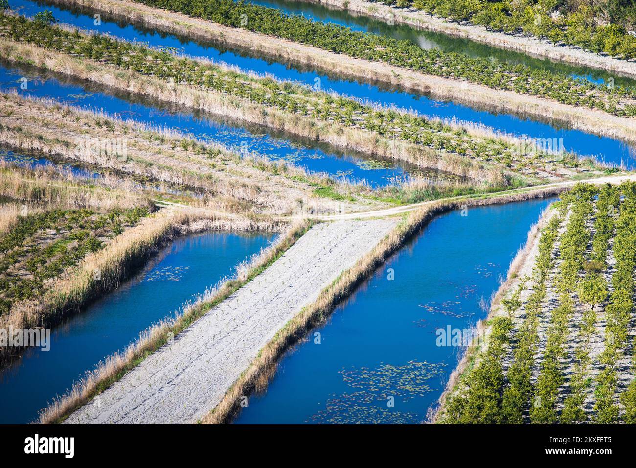 17.04.2020., Opuzen , Croatia - The delta of the Neretva River is the ...