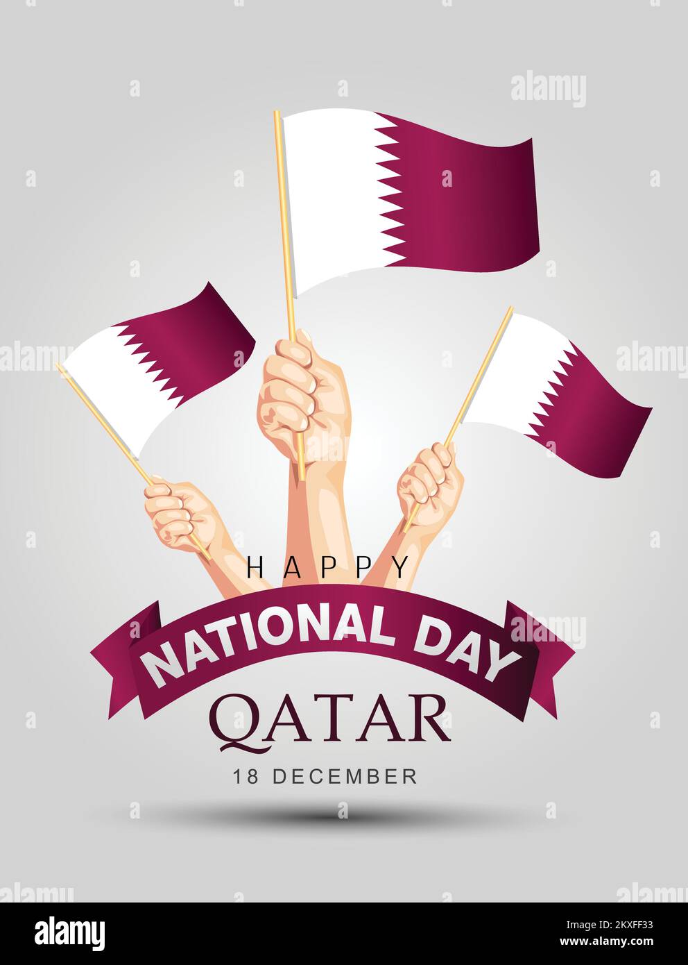 18th December Qatar National Day. hand holding flag. abstract vector ...