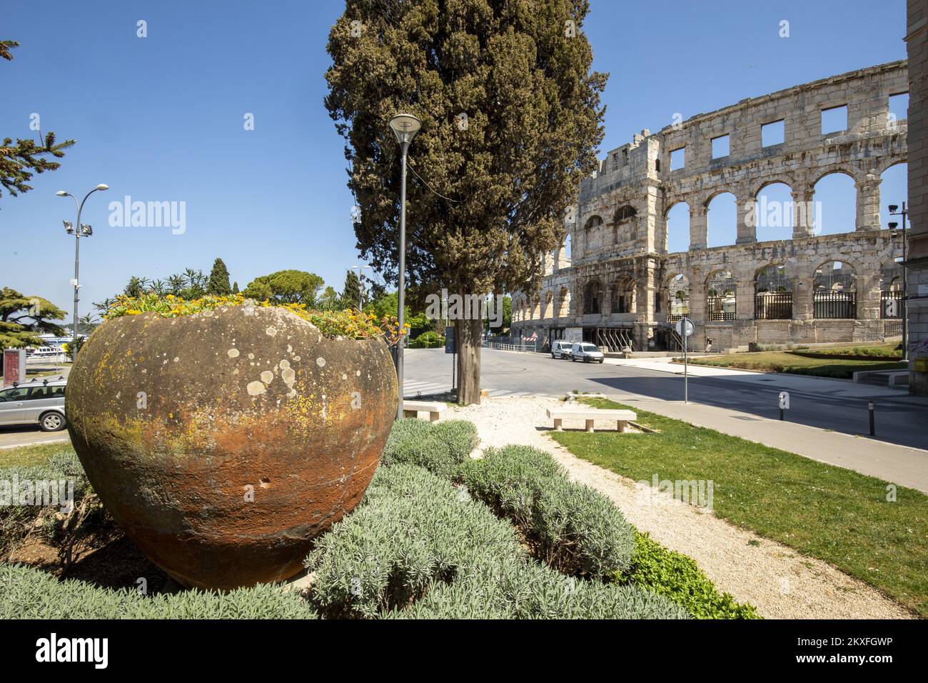 23.04.2020., Croatia, Pula - Arena (amphitheater) in Pula. Arena is the ...