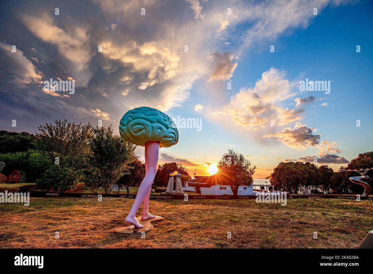 26.05.2020.., Pula , Croatia - Sunset , rainbow and clouds at the end ...