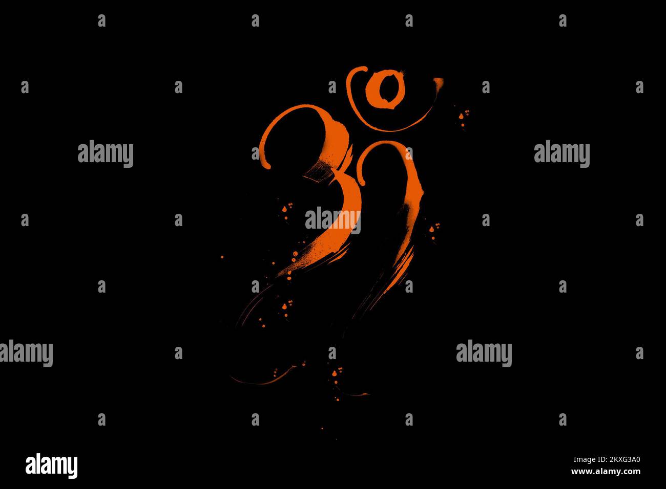 The word OM on the black background Stock Photo - Alamy