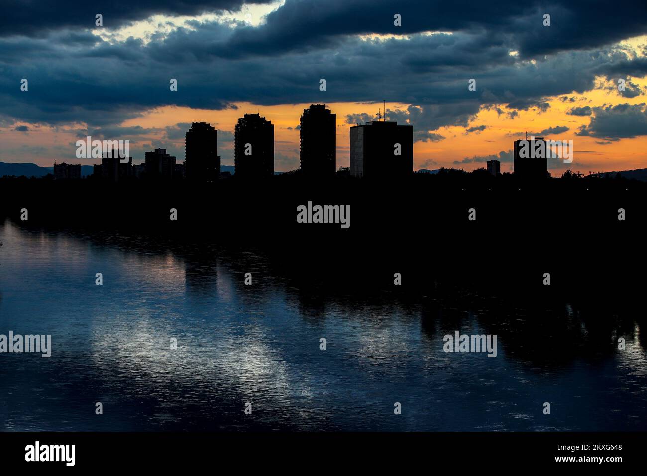 03.06.2020., Zagreb, Croatia - Sunset over Zagreb after storm. Photo ...