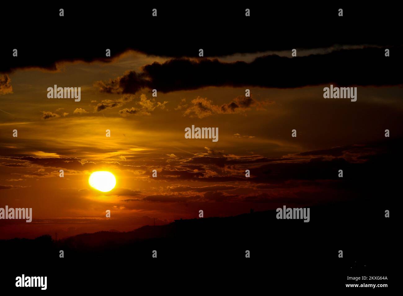 03.06.2020., Zagreb, Croatia - Sunset over Zagreb after storm. Photo ...