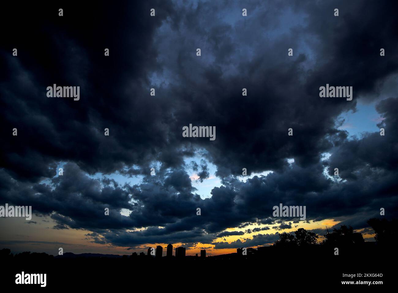 03.06.2020., Zagreb, Croatia - Sunset over Zagreb after storm. Photo ...
