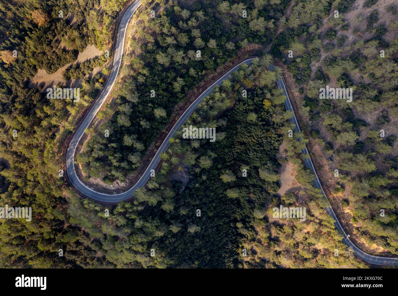 Drone aerial of mountain curved road. Adventure and challenging road ...