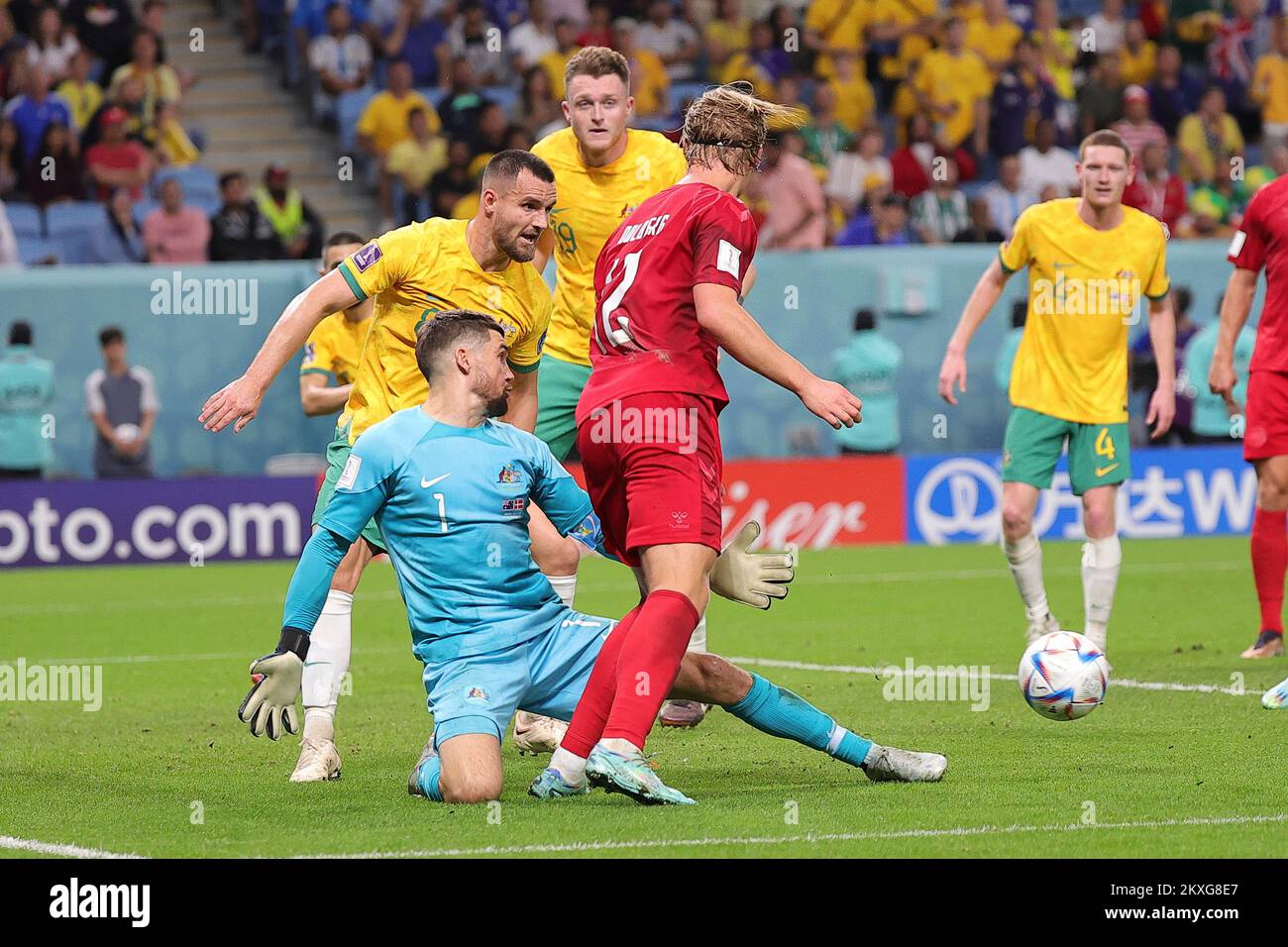 Al Wakrah, Qatar. 30th Nov, 2022. Mathew Ryan (Bottom), goalkeeper of ...