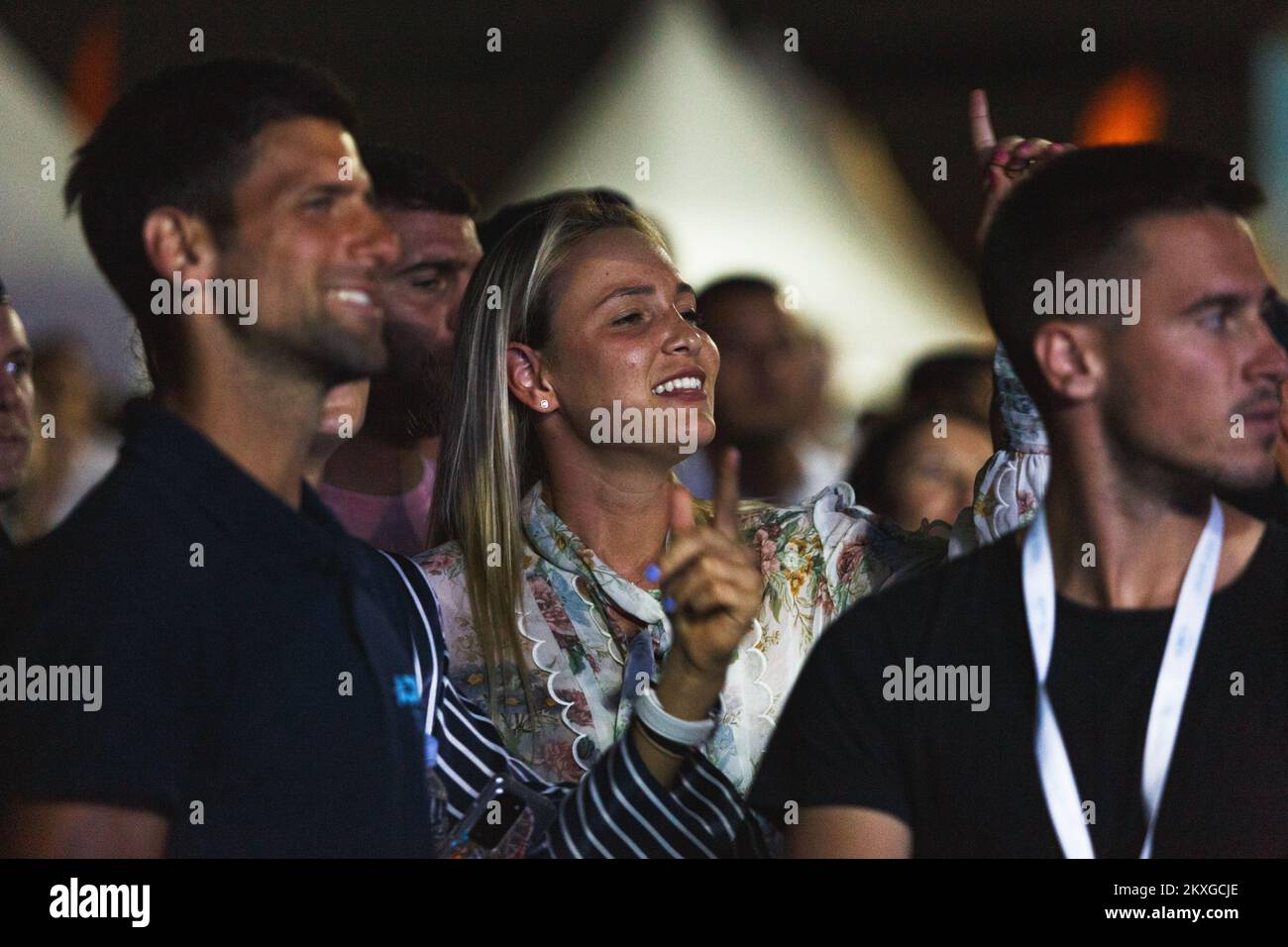 Tennis players Novak Djokovic, Djordje Djokovic and Donna Vekic enjoy ...