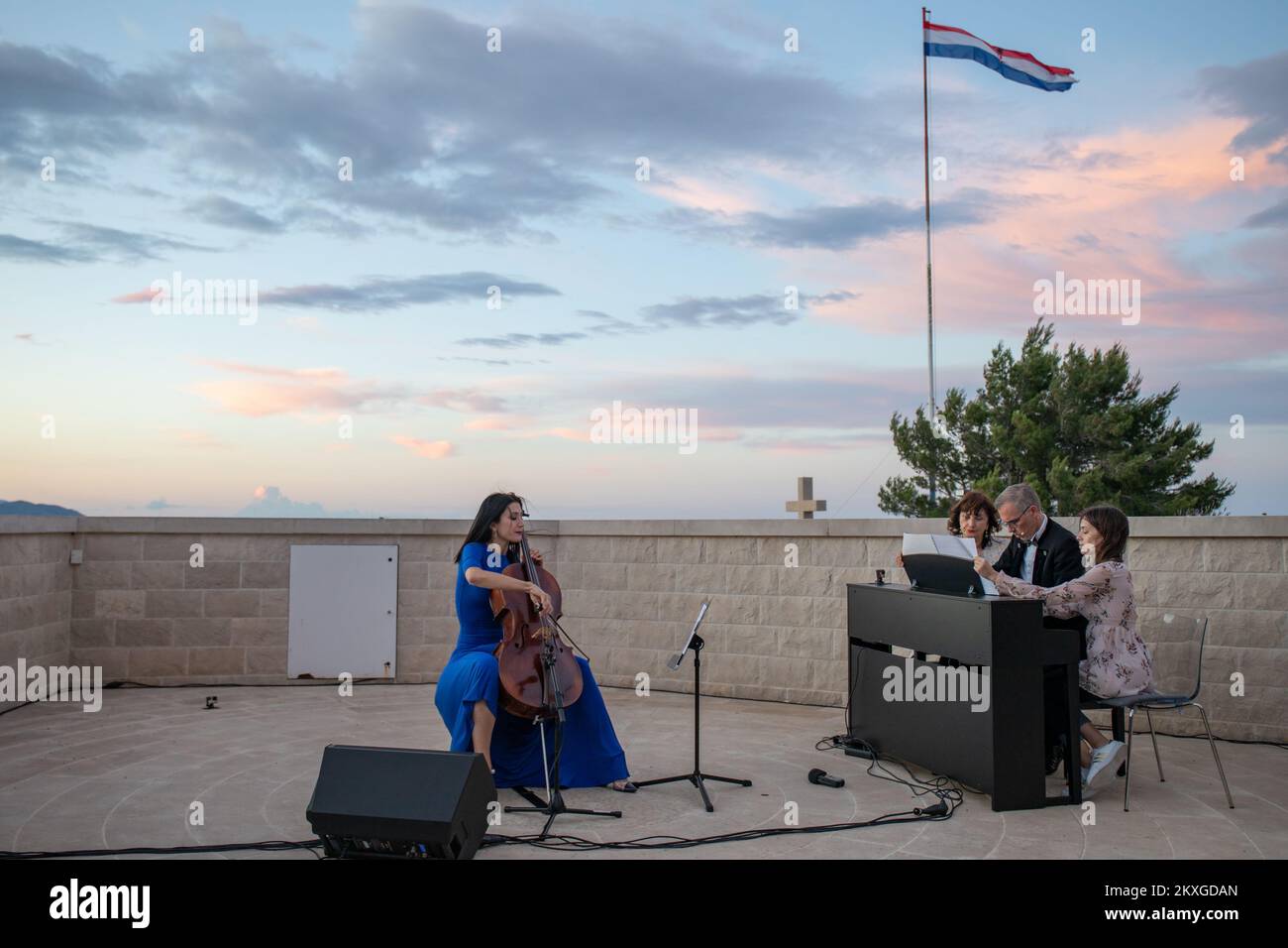 Musician Ana Rucner plays her cello during her traditional Greeting to ...