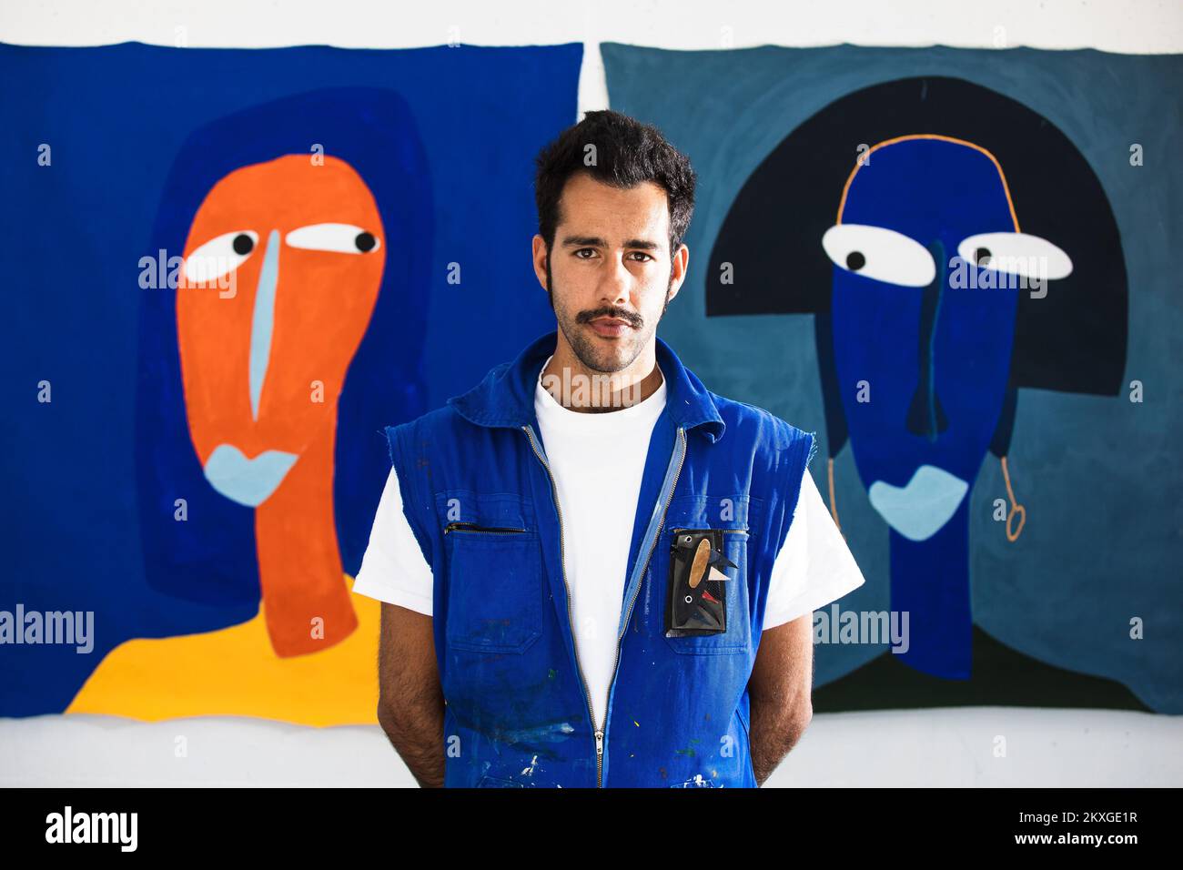 Young artist Stjepan Jukic is pictured in his studio garage in Klis ...