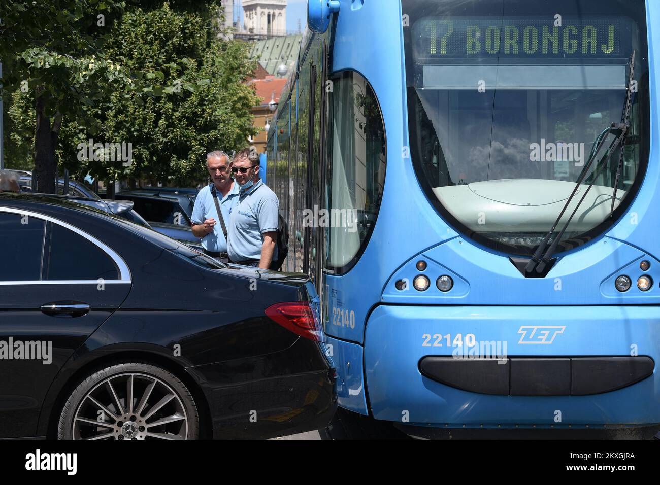 An improperly parked car in Franjo Racki Street stopped tram traffic ...