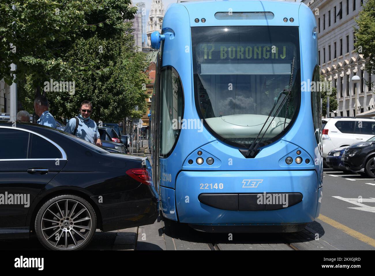 An improperly parked car in Franjo Racki Street stopped tram traffic ...