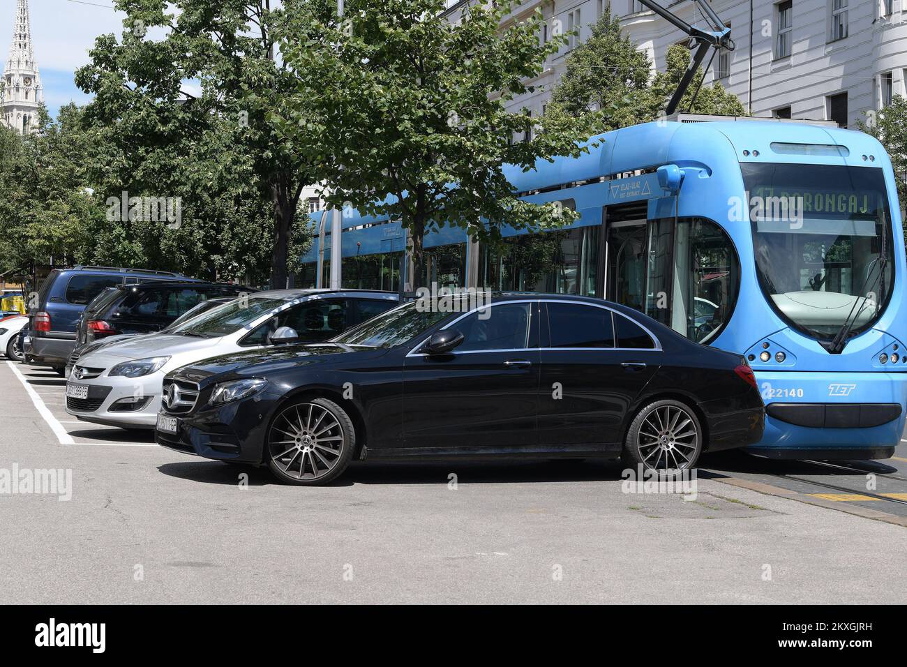 An improperly parked car in Franjo Racki Street stopped tram traffic ...