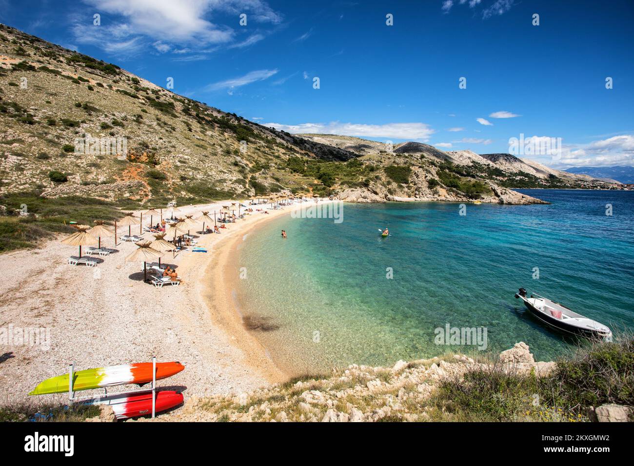 View of beautiful Oprna Beach in Stara Baska , Krk Island , Croatia on ...