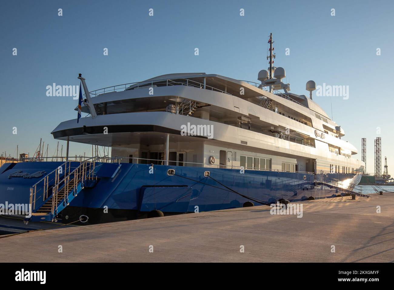 Photo taken on July 6, 2020 shows a yacht Queen Miri in Port of Pula ...