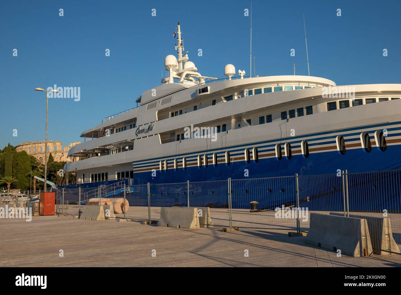 Photo taken on July 6, 2020 shows a yacht Queen Miri in Port of Pula ...
