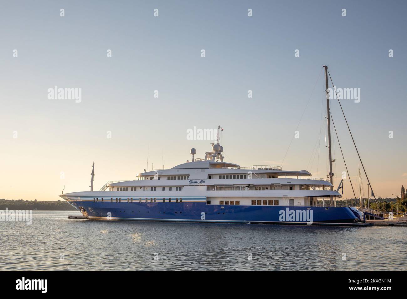 Photo taken on July 6, 2020 shows a yacht Queen Miri in Port of Pula ...