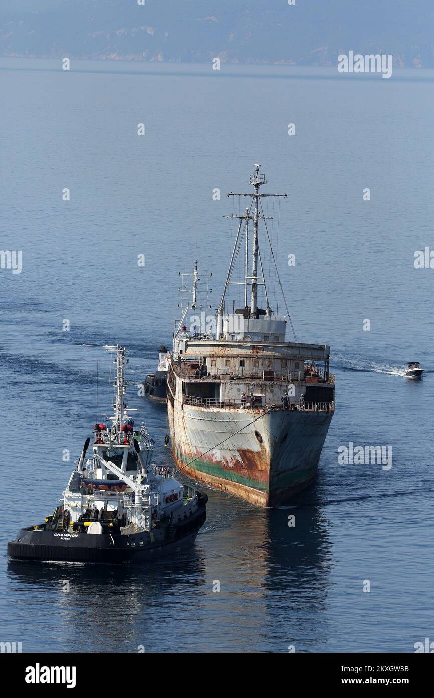 The ship Galeb (Seagull) was towed from the Kraljevica shipyard to dock ...