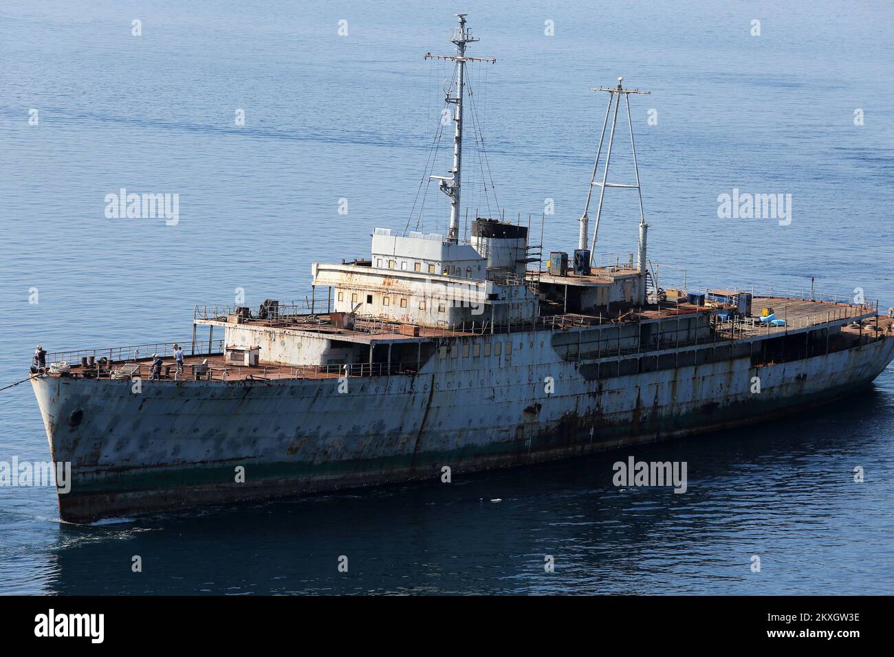 The ship Galeb (Seagull) was towed from the Kraljevica shipyard to dock ...