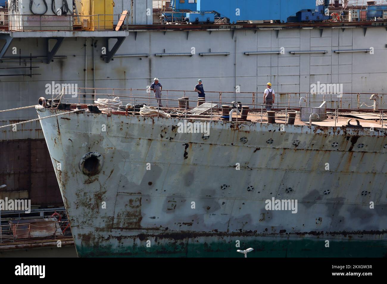The ship Galeb (Seagull) was towed from the Kraljevica shipyard to dock ...