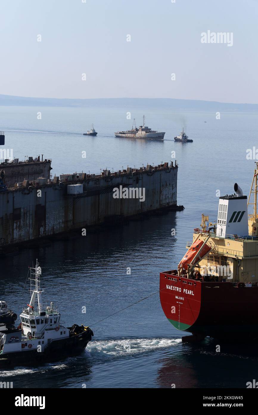 The ship Galeb (Seagull) was towed from the Kraljevica shipyard to dock ...