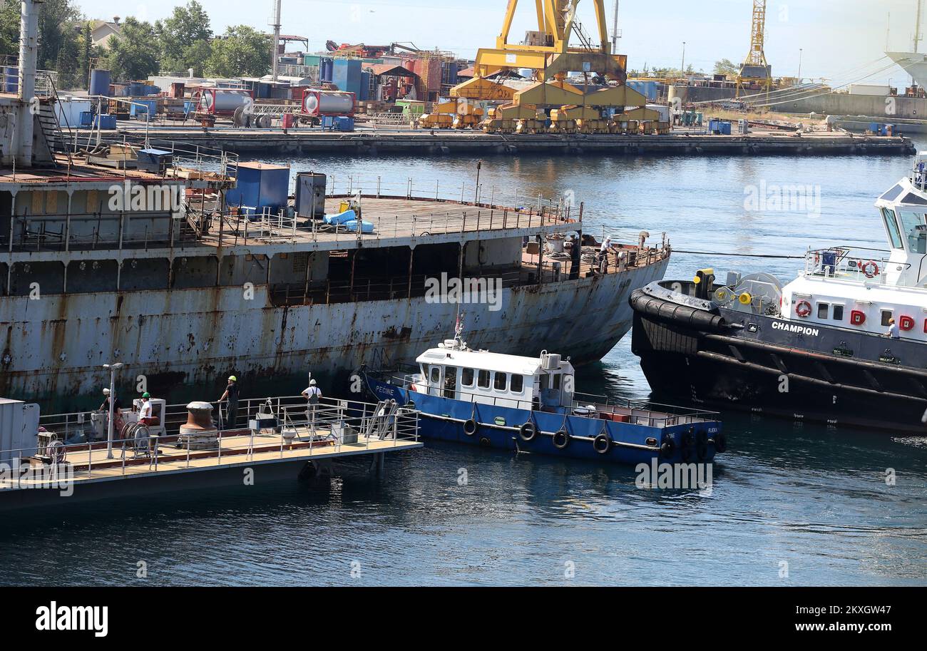The ship Galeb (Seagull) was towed from the Kraljevica shipyard to dock ...