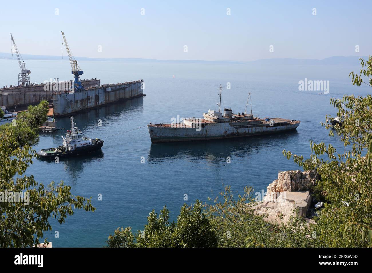 The ship Galeb (Seagull) was towed from the Kraljevica shipyard to dock ...