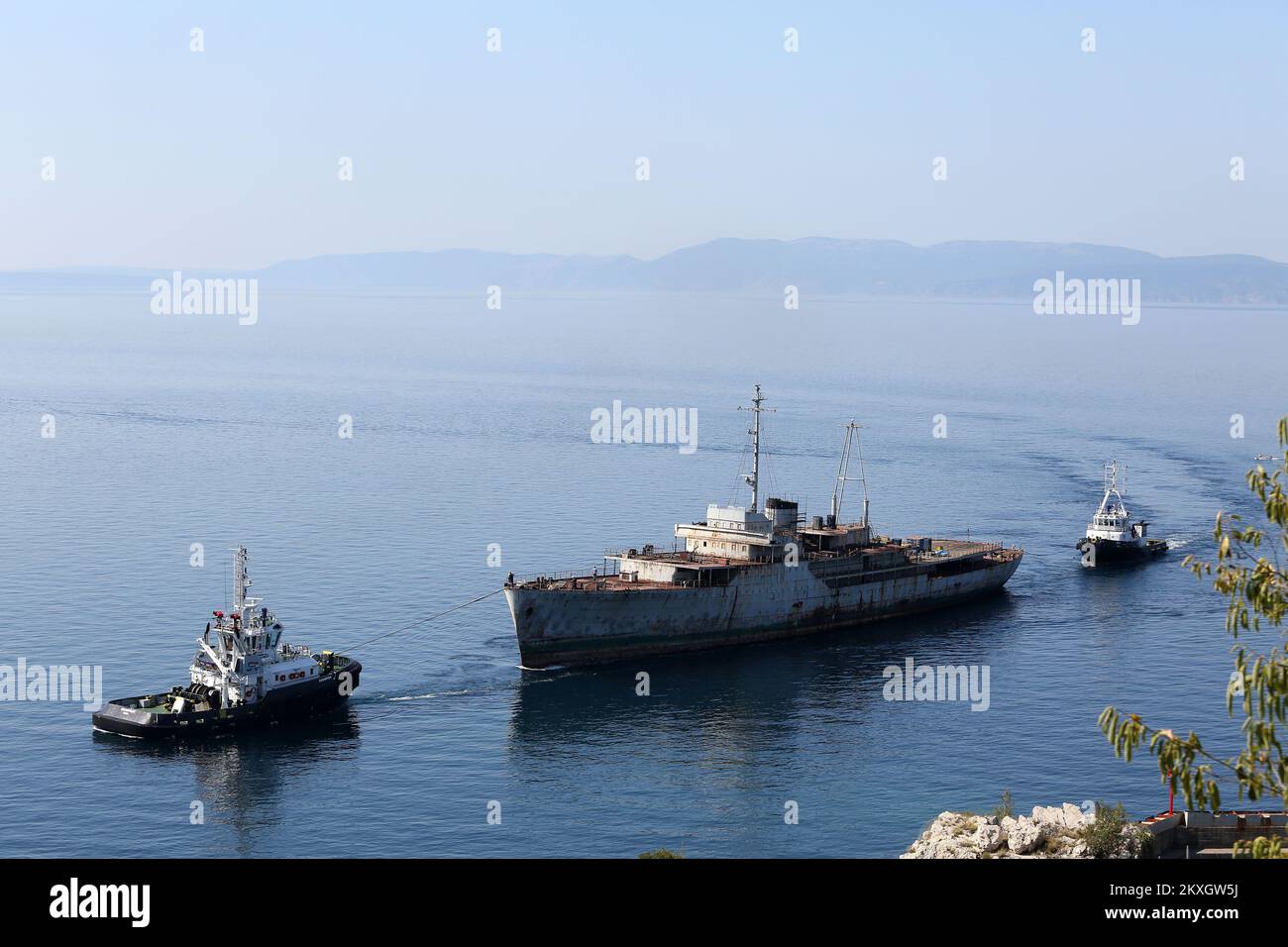 The ship Galeb (Seagull) was towed from the Kraljevica shipyard to dock ...