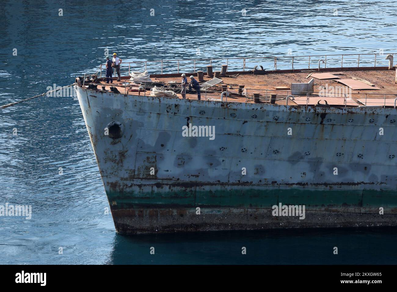 The ship Galeb (Seagull) was towed from the Kraljevica shipyard to dock ...