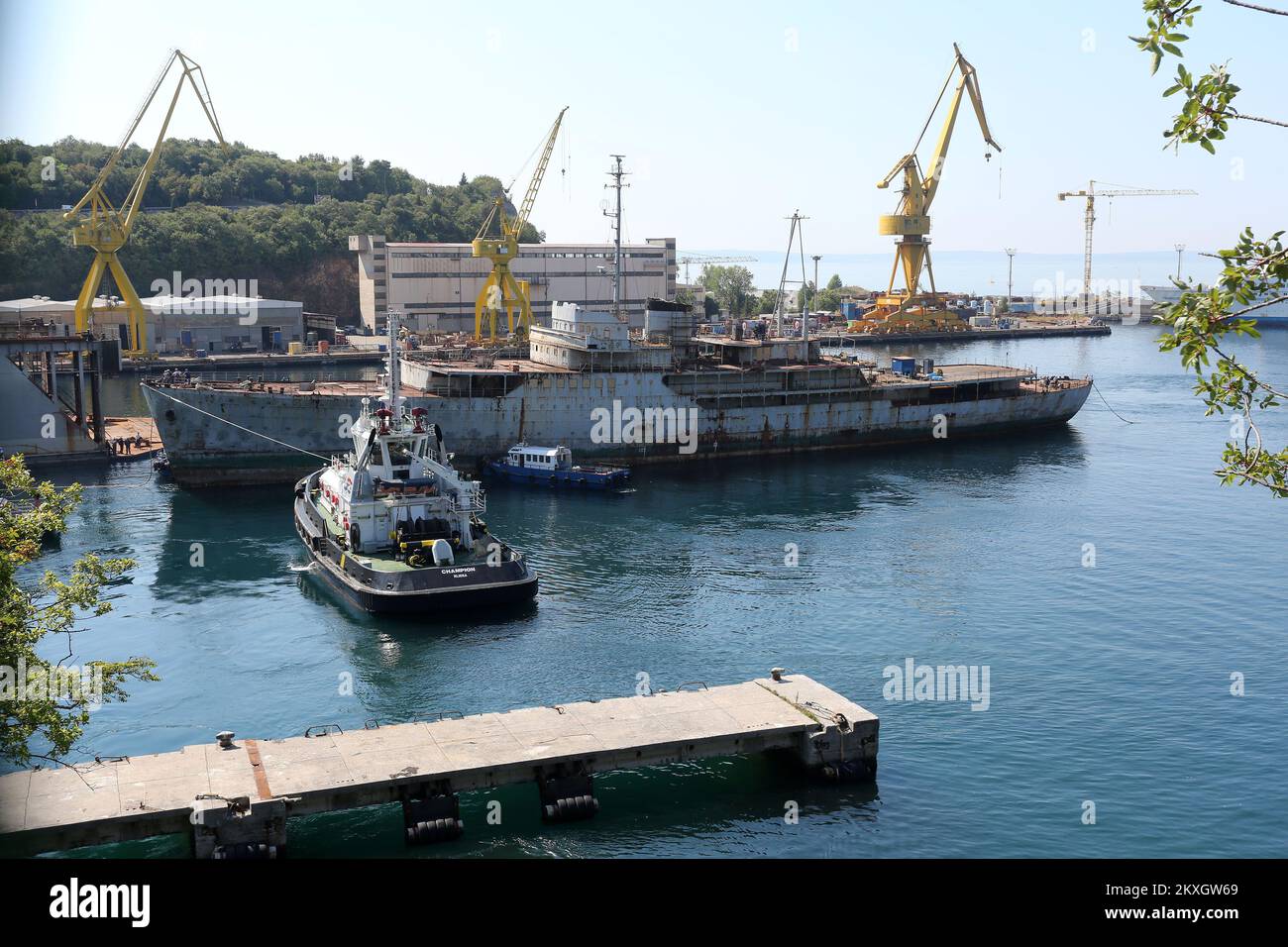 The ship Galeb (Seagull) was towed from the Kraljevica shipyard to dock ...