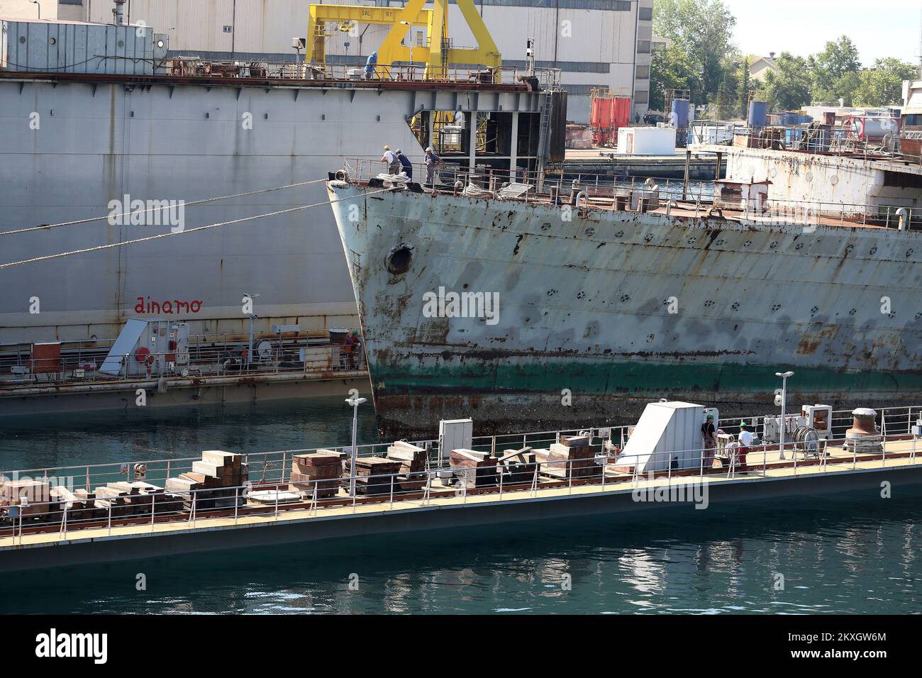The ship Galeb (Seagull) was towed from the Kraljevica shipyard to dock ...