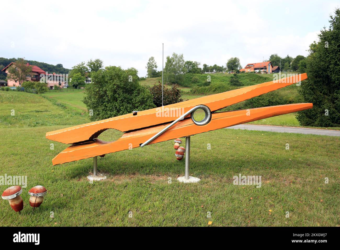 In the garden in front of the family's house in Donje Stative, a four ...