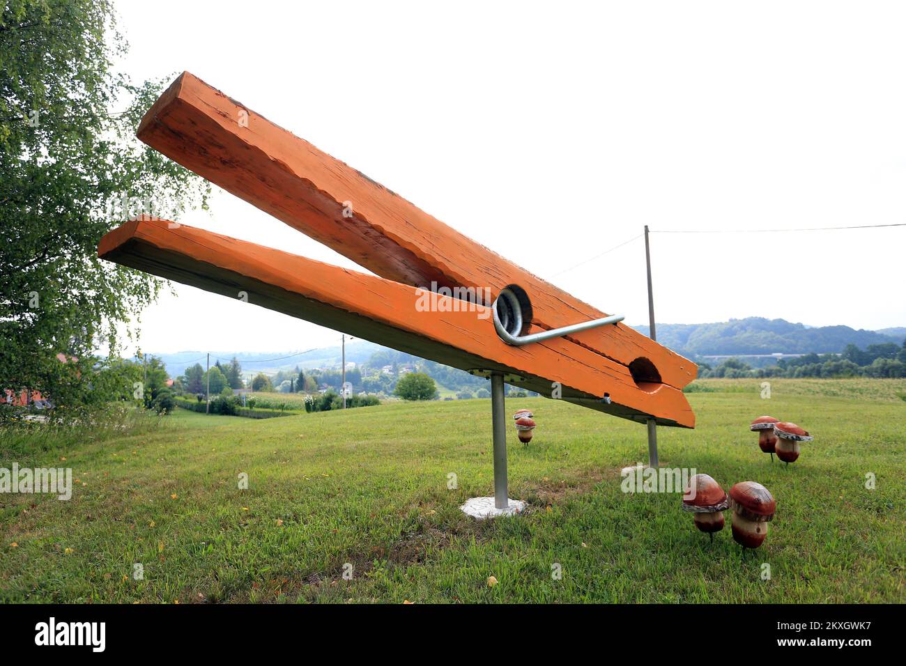 In the garden in front of the family's house in Donje Stative, a four ...