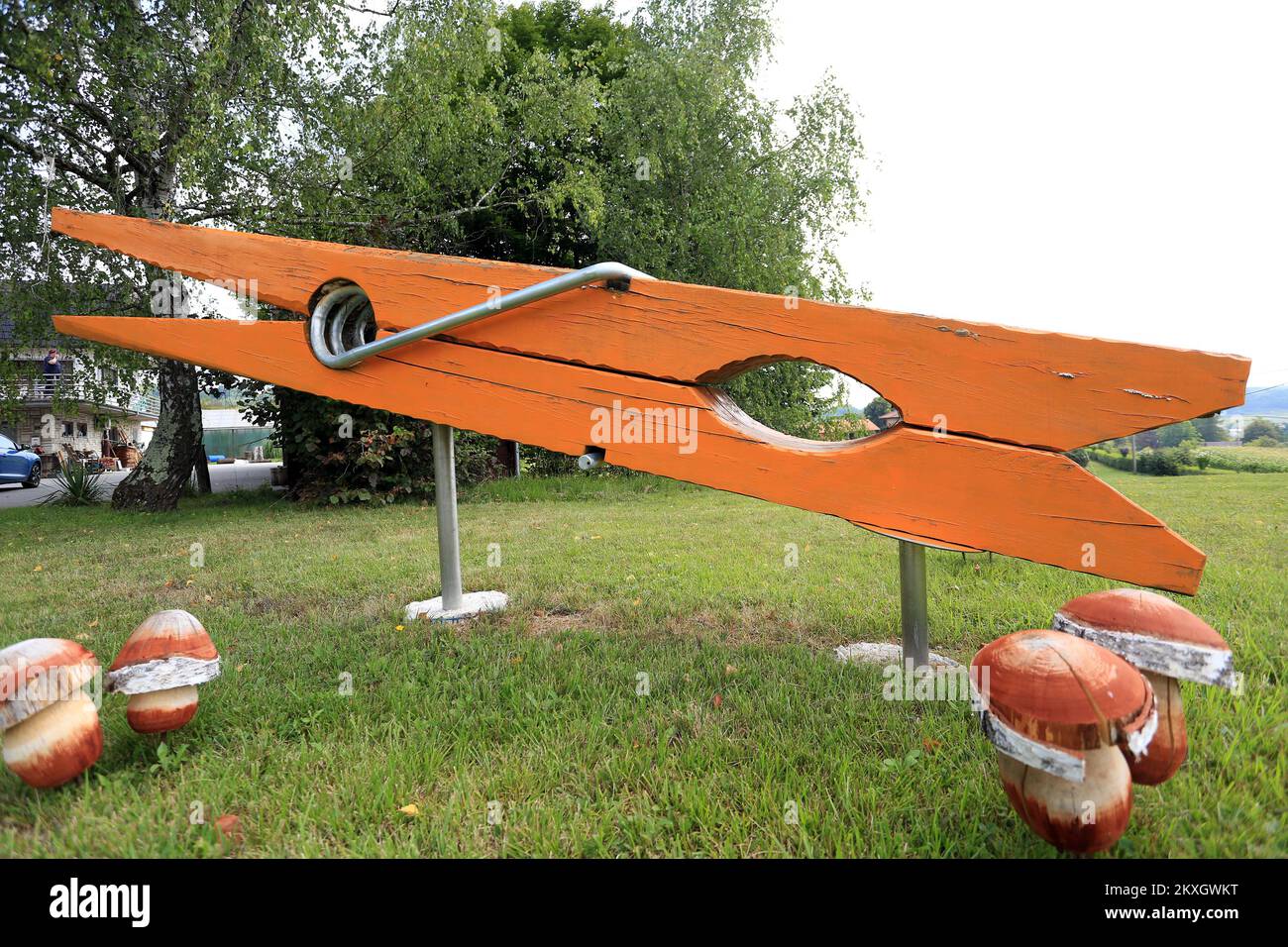 In the garden in front of the family's house in Donje Stative, a four ...