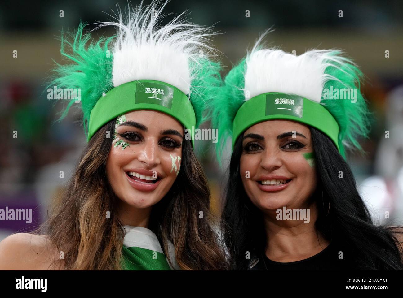 Saudi Arabia fans in the stands before the FIFA World Cup Group C match ...