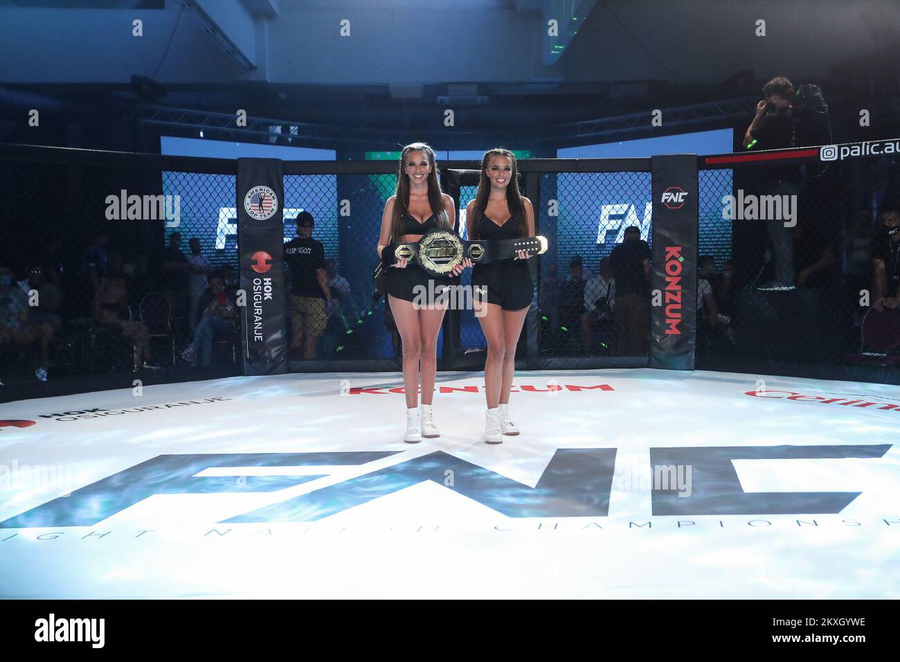 Ring girls with a Balkan Championship belt ahead the FNC 3 Fight Night ...