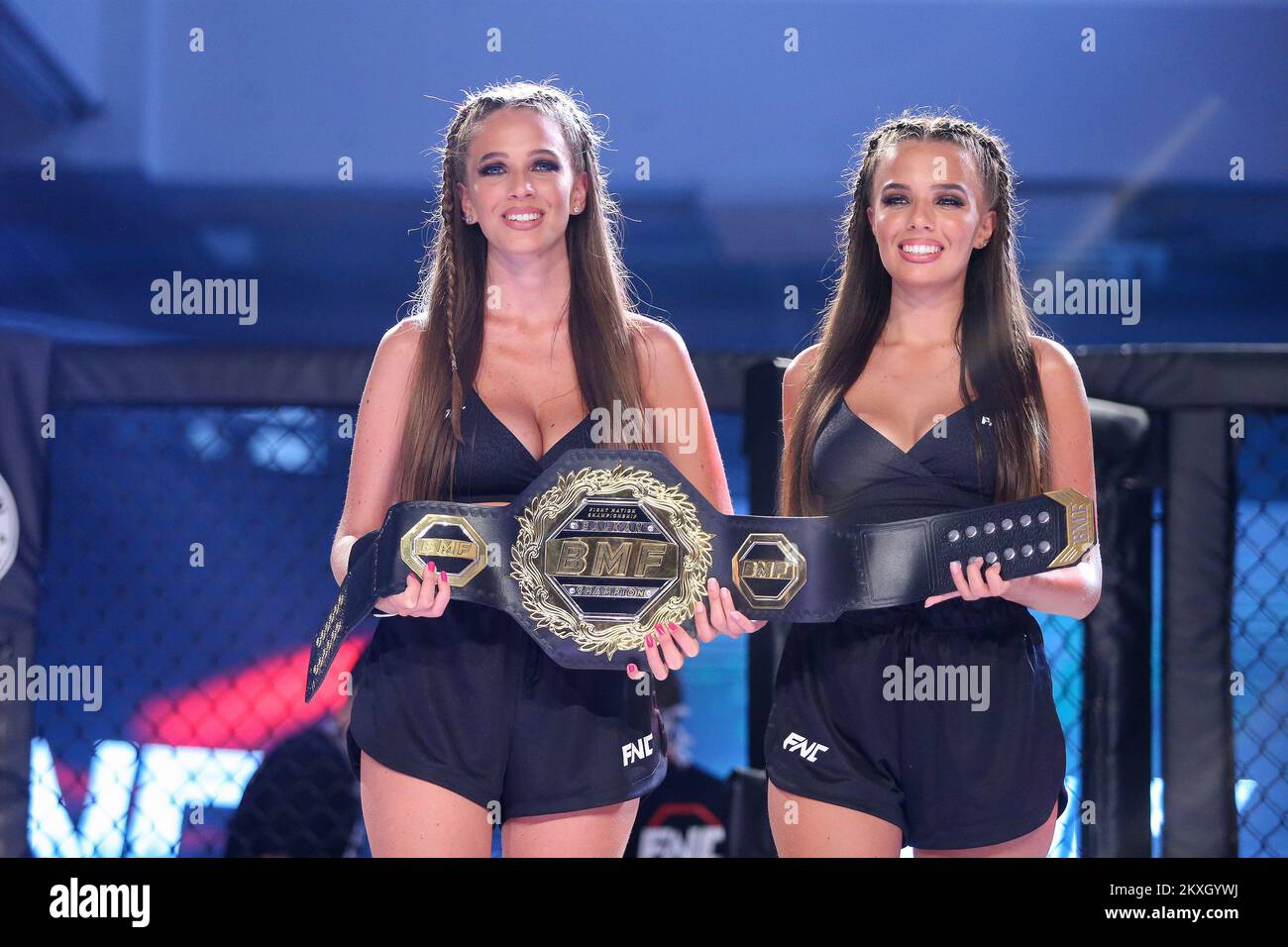 Ring girls with a Balkan Championship belt ahead the FNC 3 Fight Night ...