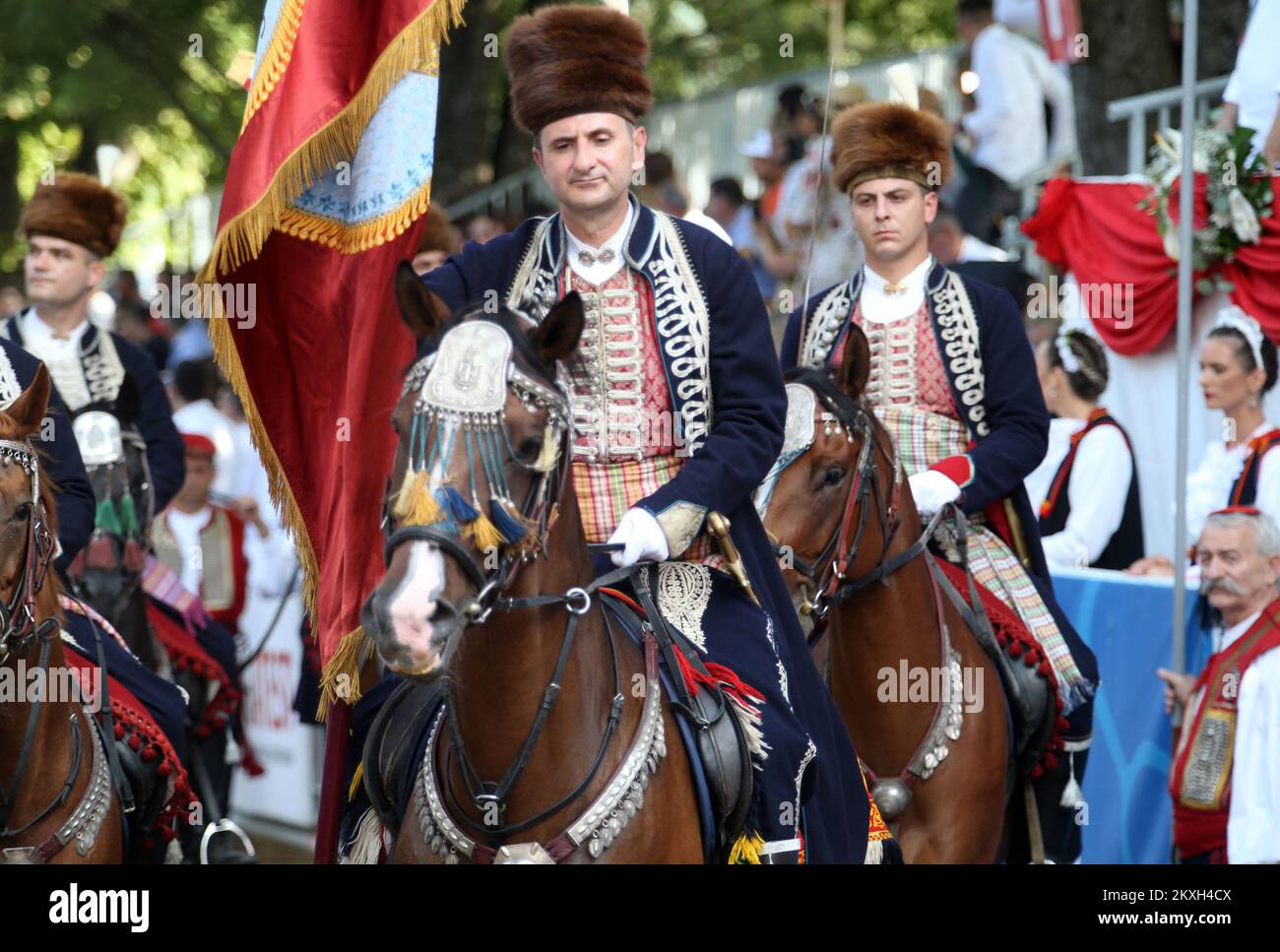 A rider holds his spear during the Alka competition in the town of Sinj ...