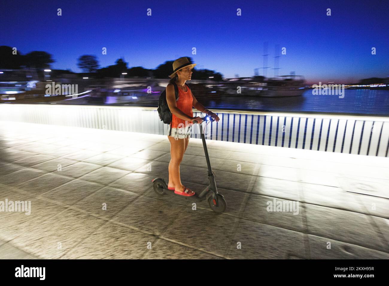 View of night scene one of the most recognizable motifs of Zadar, a ...