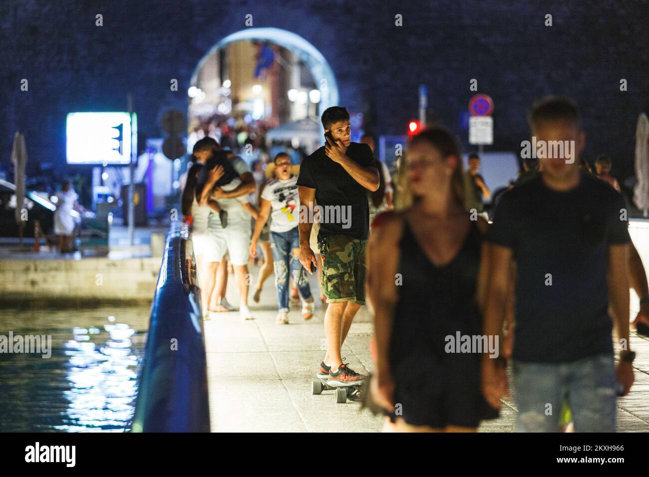 View of night scene one of the most recognizable motifs of Zadar, a ...