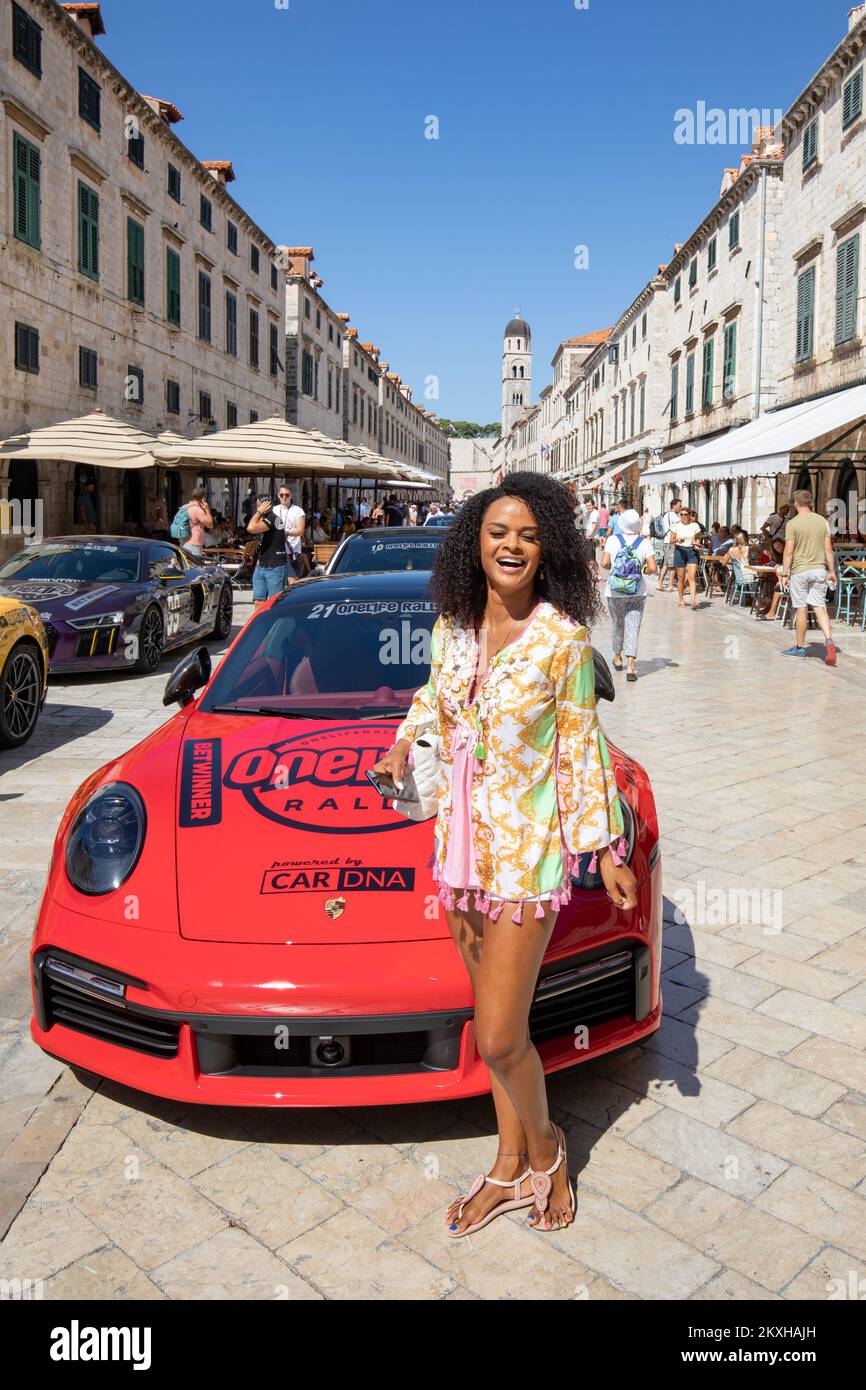 Luxury cars on the Stradun are waiting for the start of OneLife Rally ...